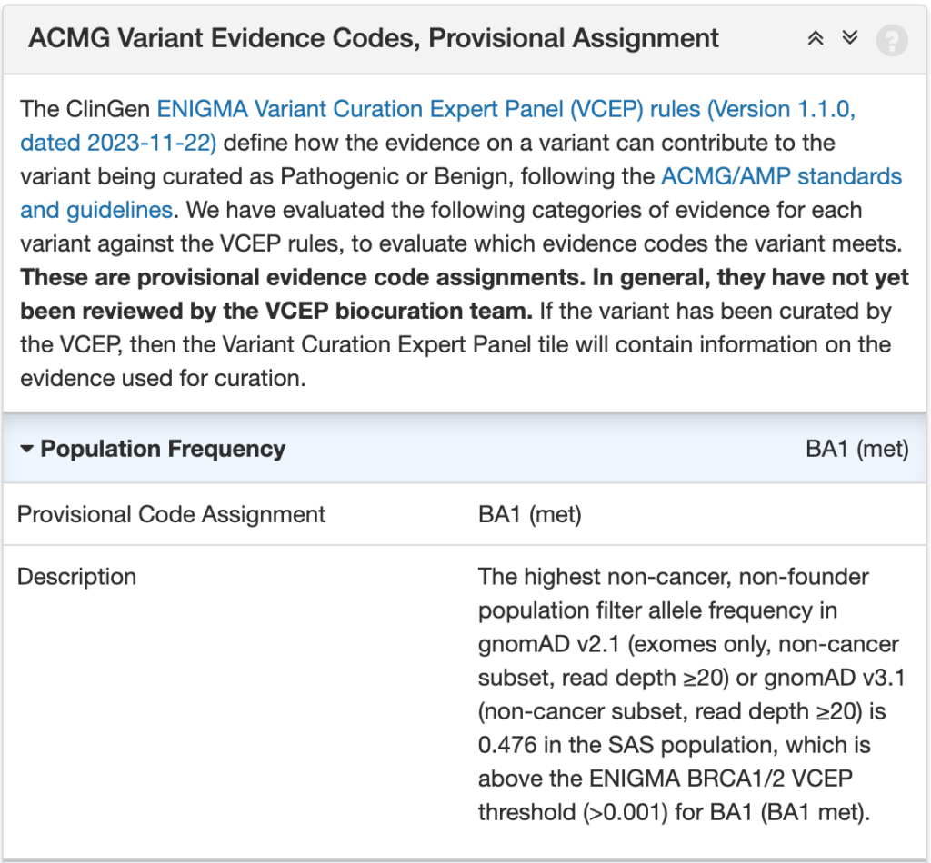 New Feature: ACMG Evidence Code Provisional Assignments – BRCA Exchange